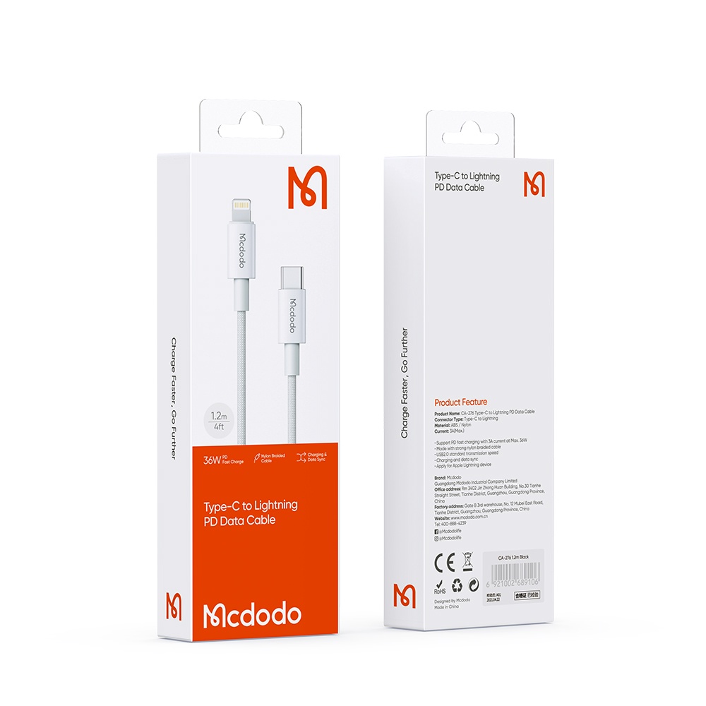 Mcdodo 60W/36W PD Type C To Lightning 3A Current Fast Charge Cable IOS ...