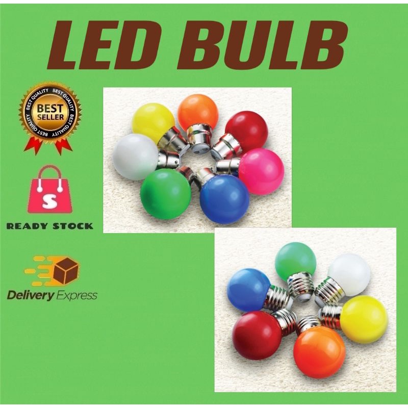 3W LED COLOUR BULB LAMPU RAYA E27 B22 CLEAR MENTOL LAMPU HIASAN HARI ...