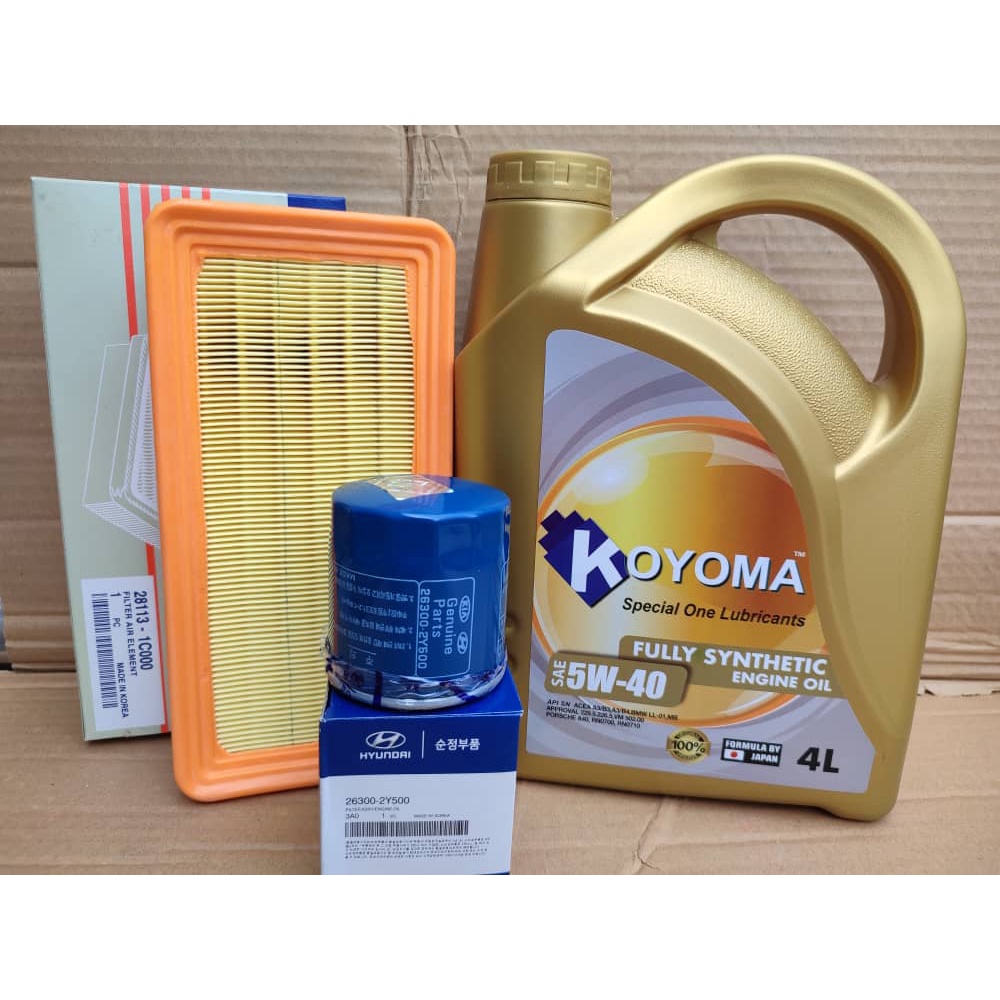 HYUNDAI GETZ AIR FILTER + OIL FILTER + KOYOMA 5W40 FULLY SYNTHETIC ...