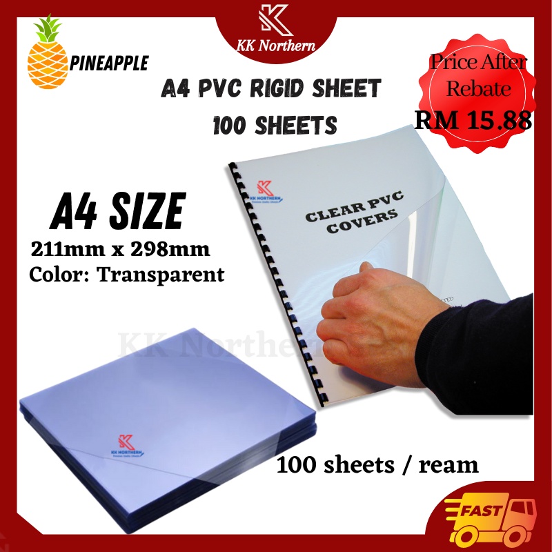 A4 PVC Paper Cover Rigid Sheet A4 Transparent Binding Plastic Cover Transparent Plastik Kulit ...