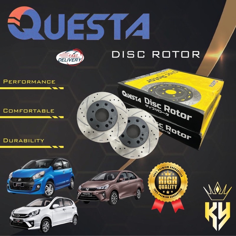 QUESTA FRONT SPORT BRAKE DISC ROTOR PERODUA MYVI LAGI BEST 2011-2017 ...