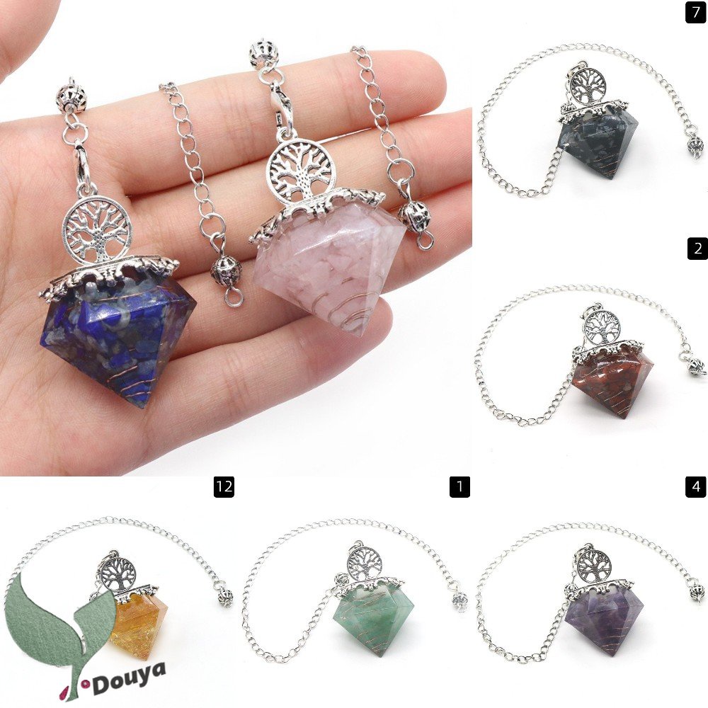 7 Chakra Pendulum Crystal Dowsing Pendulum, Tree of Life 6 Faceted ...