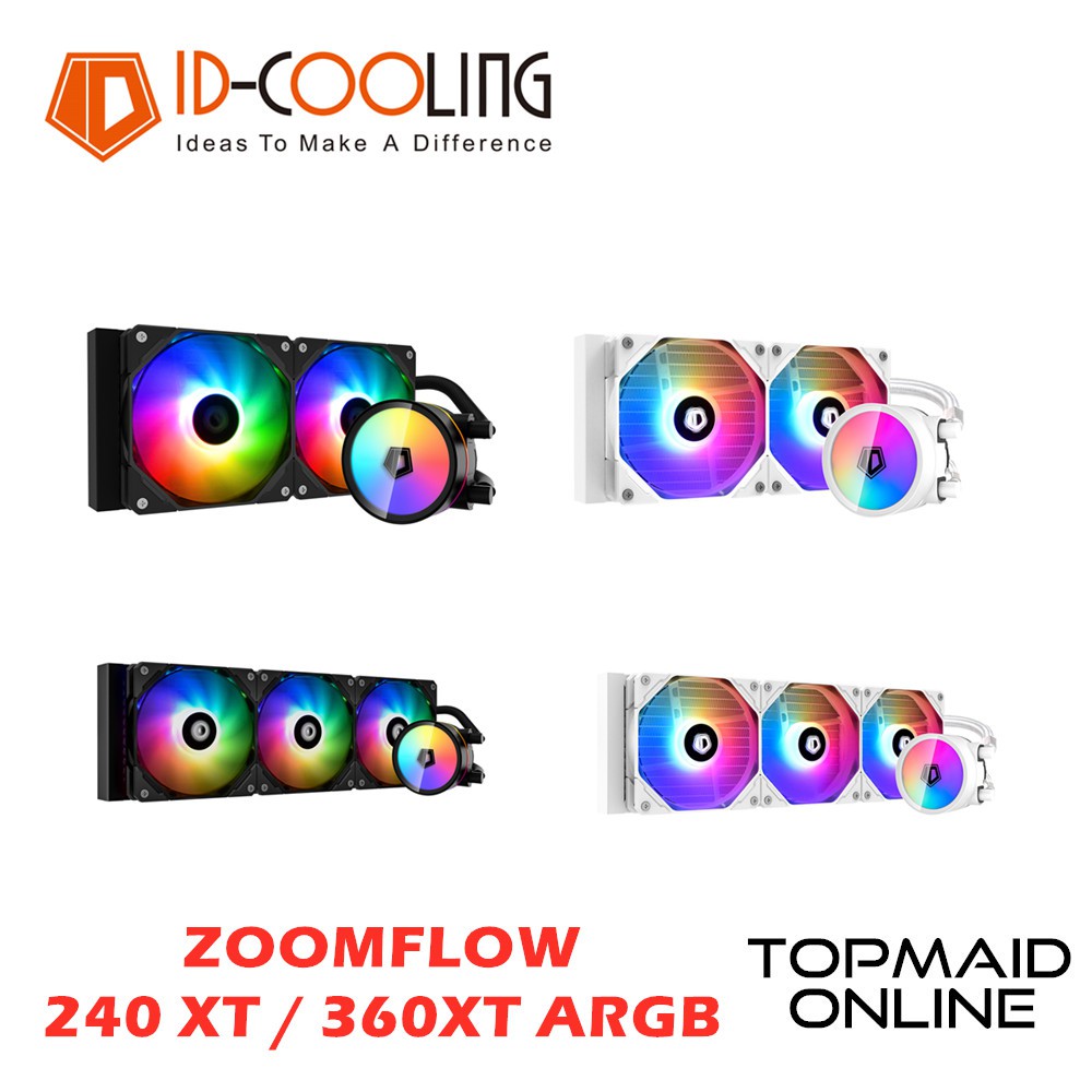 ID-COOLING ZOOMFLOW 240 XT / 360 XT ARGB ALL IN ONE CPU COOLER (BLACK / SNOW EDITION) | Shopee ...