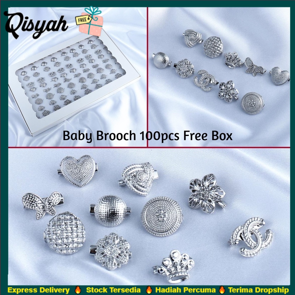 Qisyah Pin Tudung Plain Design Mix 10 Design Kerongsang A25 Baby Brooch ...