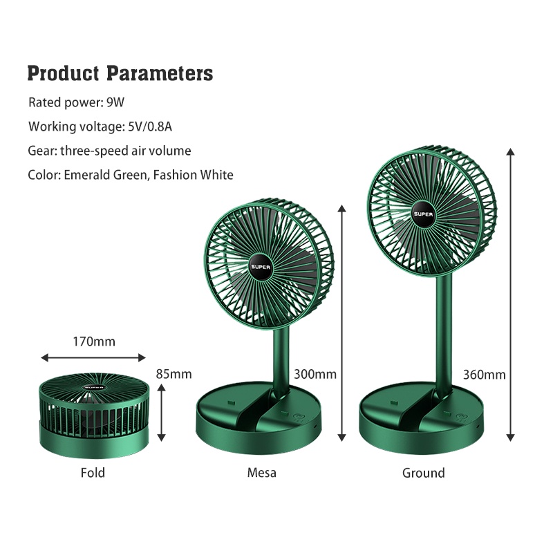 3600MA Table Fan Mini Desk Fan 4 Speed USB Desktop Fan Rechargeable Fan ...