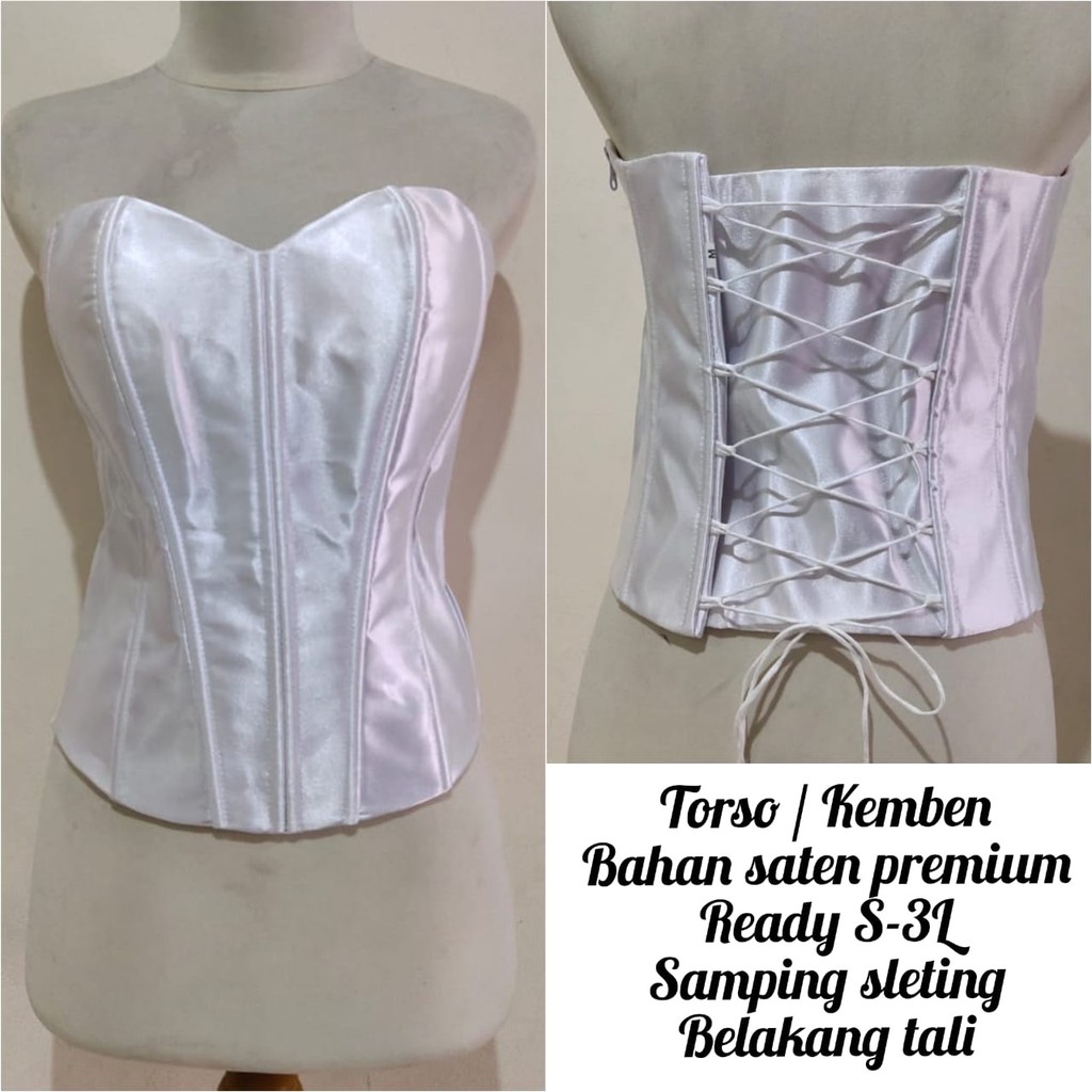 Satina Brocade Satin Long Torso Corset Strap Bustier Camisole Brocade