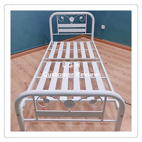 Classic Modern Metal Single Bed Frame | Katil Besi Single Size | White ...