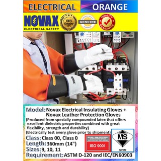 [ORIGINAL] Novax Insulation Gloves Rubber Electrical Insulating (Novax Sarung Tangan Penebat ...