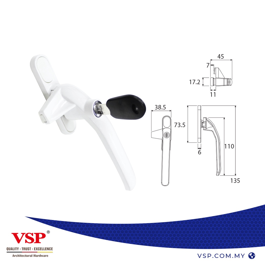 100VS - VSP-CW-M4-Key Casement Handle with Key R/L | Shopee Malaysia