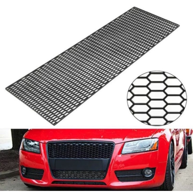Car Black ABS Plastic Racing Honeycomb Mesh Grill Spoiler Bumper Vent ...