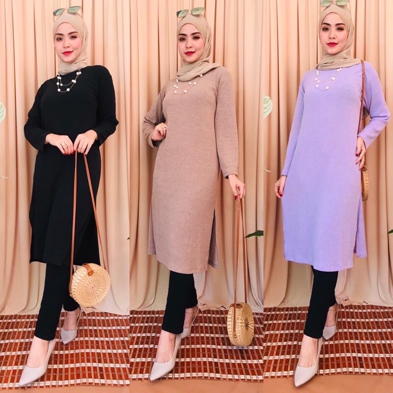 🔥TMB🔥Blouse labuh muslimah / Blouse panjang belah tepi / Baju belah ...