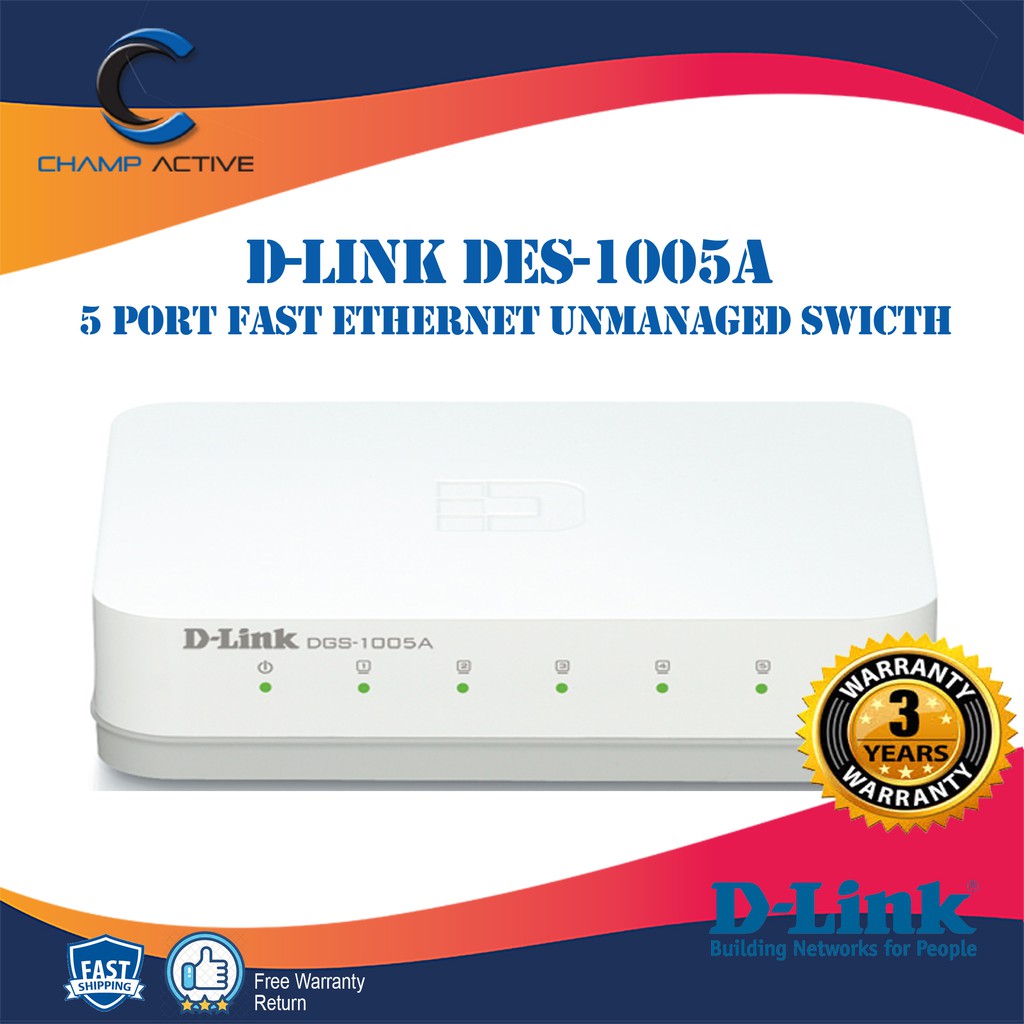D-LINK DES-1005A 5 Port Fast Ethernet Unmanaged Switch | Shopee Malaysia