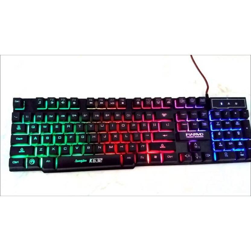 Marvo Scorpion K632 Rainbow colors backlight gaming keyboard | Shopee ...