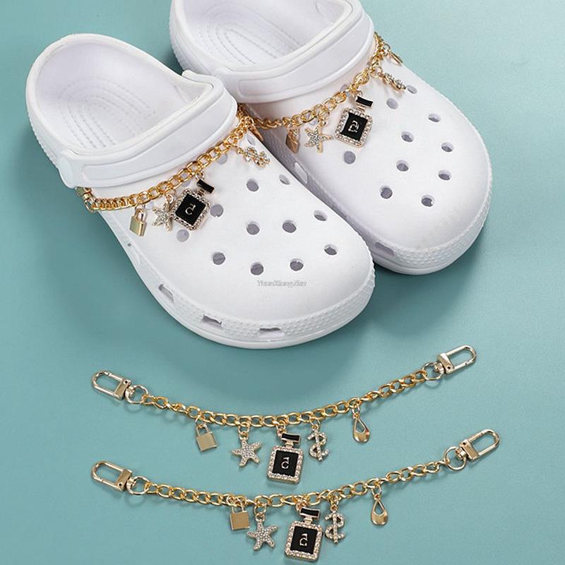 DIY Charms Women Designer Shoes Charms Diamond Metal Chains Shoe ...
