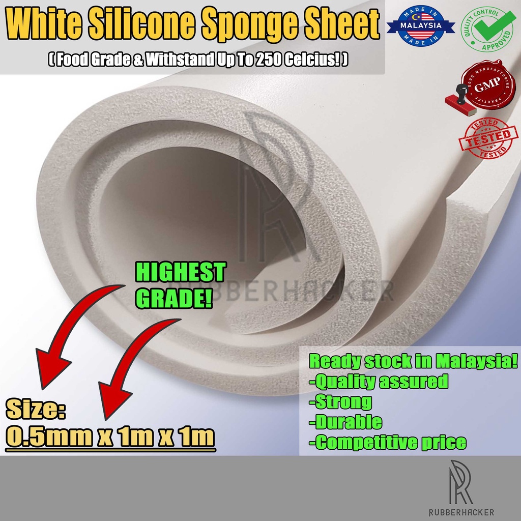 WHITE Silicone Sponge Rubber Sheet Food Grade Closed Cell Silicone Foam ...