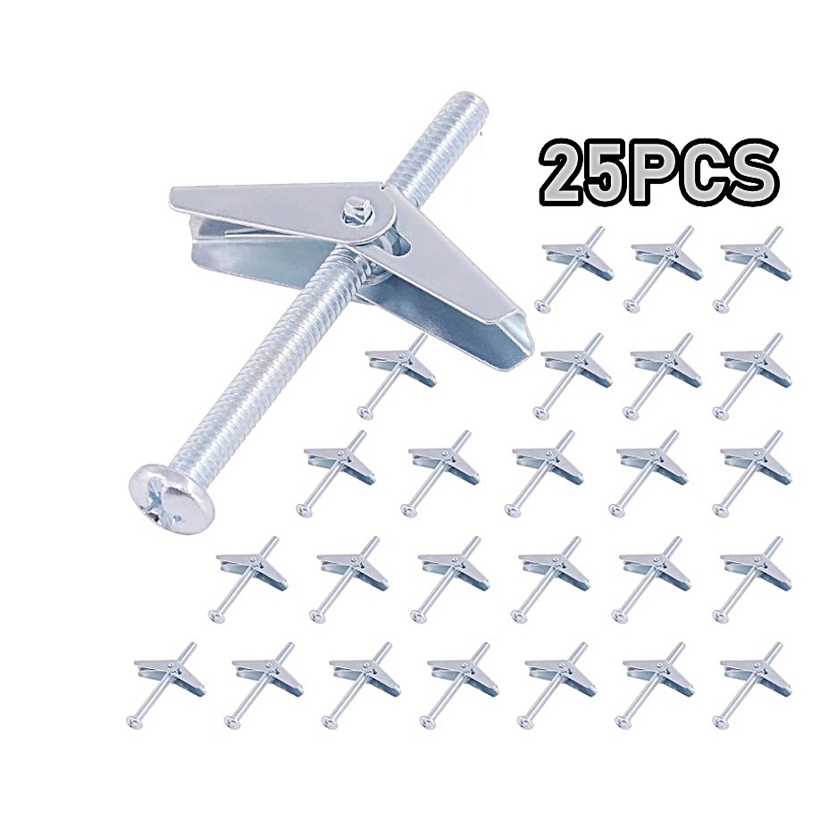 25PCS Skru Sauh Klip Spring Toggle Butterfly Clip Wall Plug Partition ...
