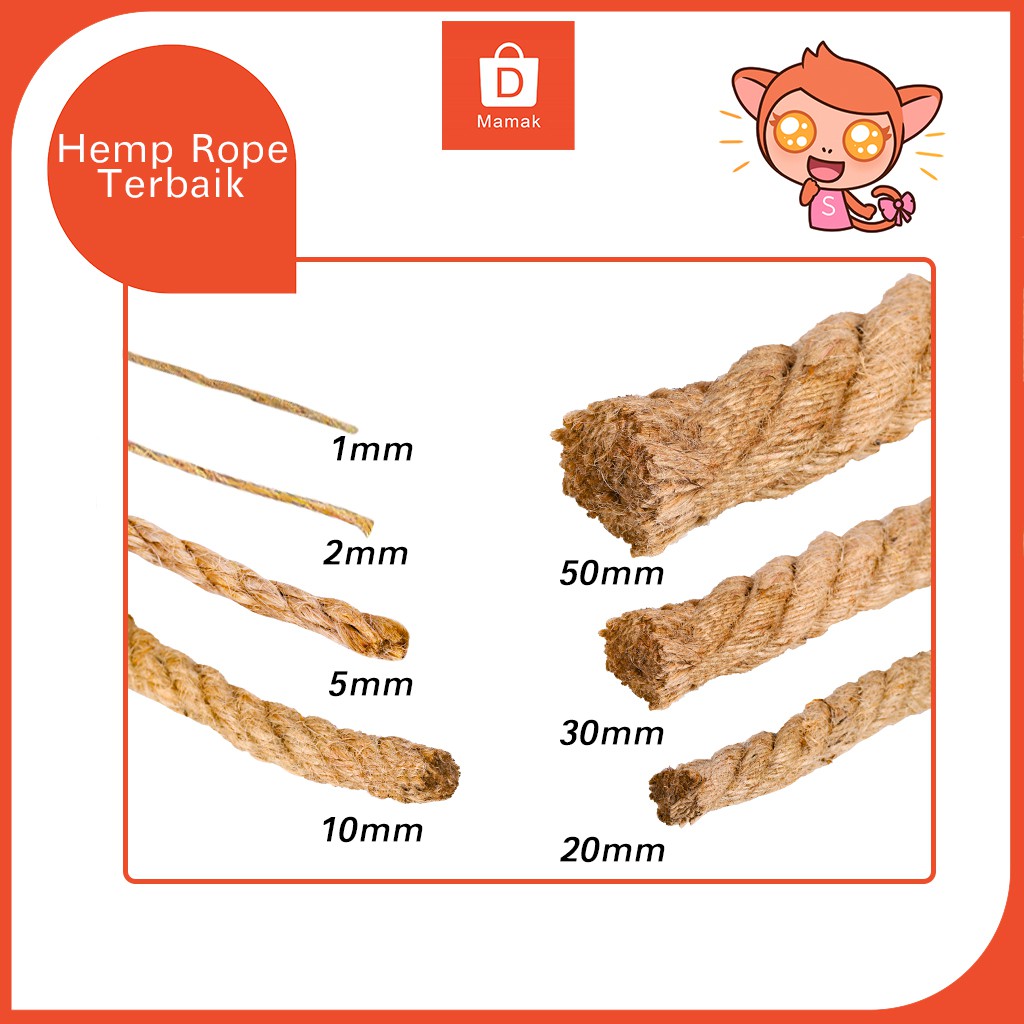 【DecoMamak】50mm Hemp Rope Jute Cat Tali Guni Rope Rami Craft Hang Swing ...
