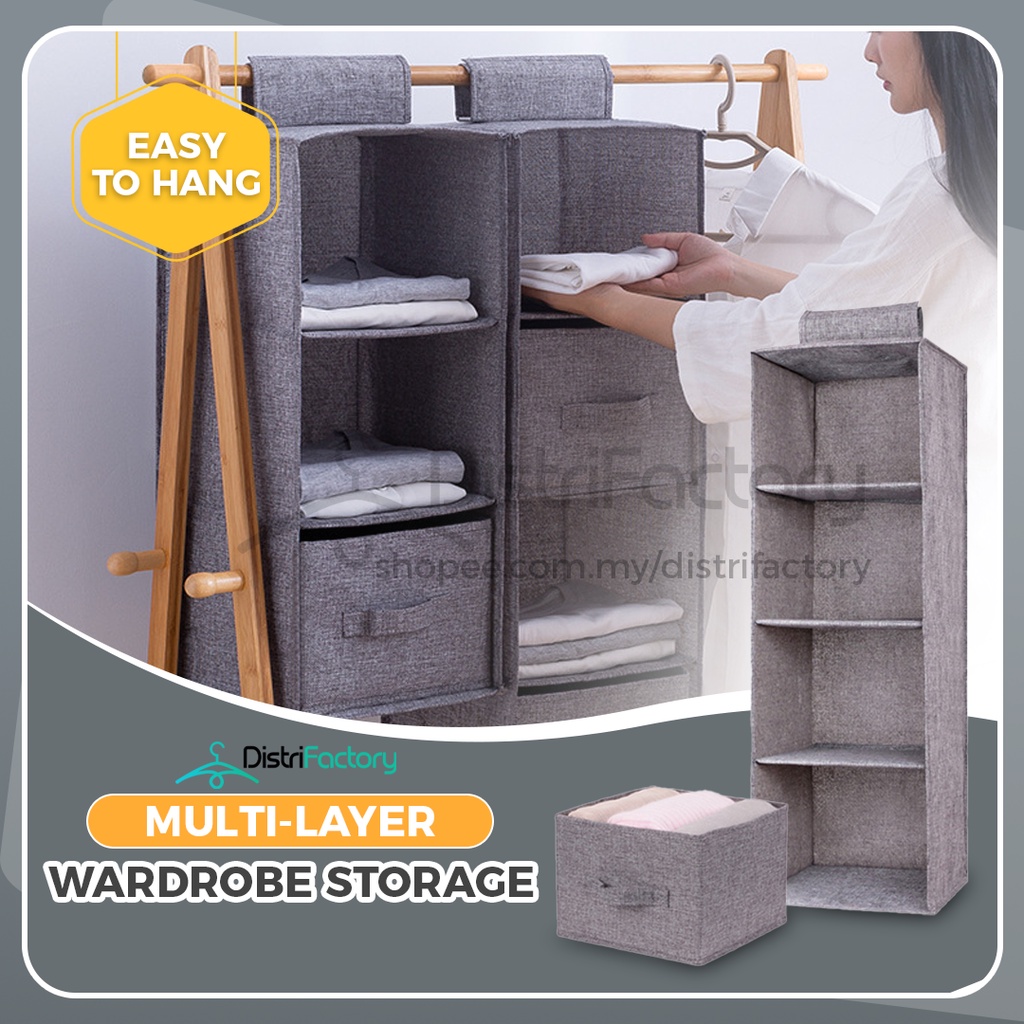 Multiple Layer Wardrobe Cotton and Linen Storage Hanging Bag Clothes ...