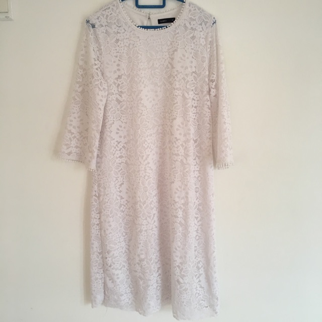Filanto Midi White Dress with Lace | Shopee Malaysia