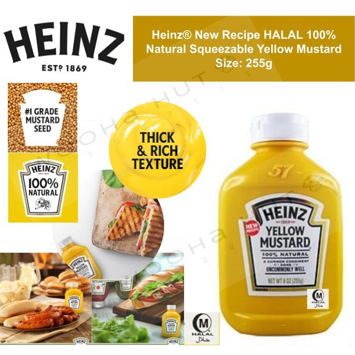 Heinz® New Recipe 100% Natural Squeezable Yellow Mustard 255g | Shopee Malaysia