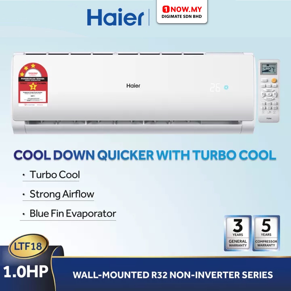 HAIER Turbo Cool Air-Conditioner HSU-09LTF18 (1.0HP, R32 Non-Inverter ...