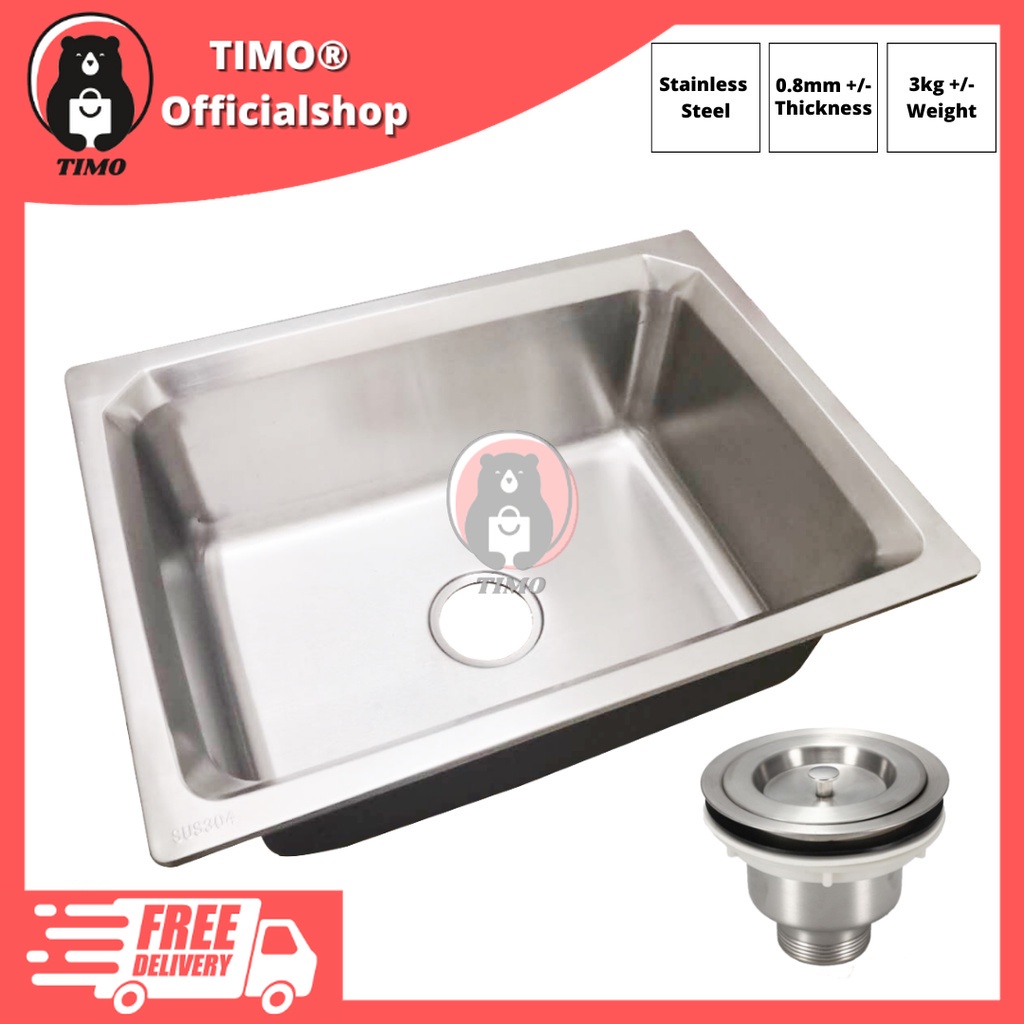 [ SUS 304 PREMIUM ] Stainless Steel Sink Dapur Single Bowl Kitchen Sink ...