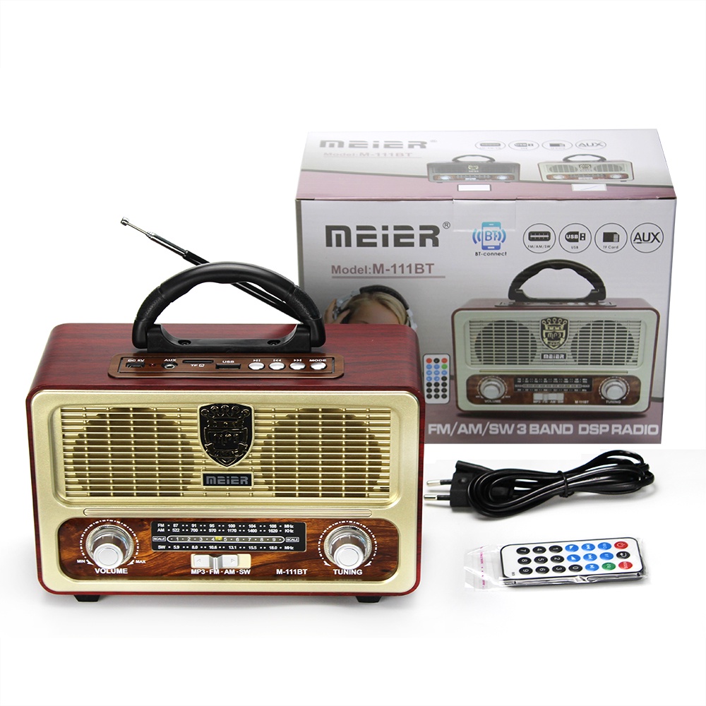 Portable FM/AM/SW Wooden Radio with Bluetooth, Speaker & Rechargeable ...