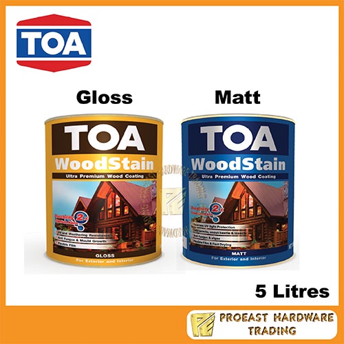TOA 5L Woodstain Paint Gloss/Matt (Interior & Exterior Wood Syelek ...