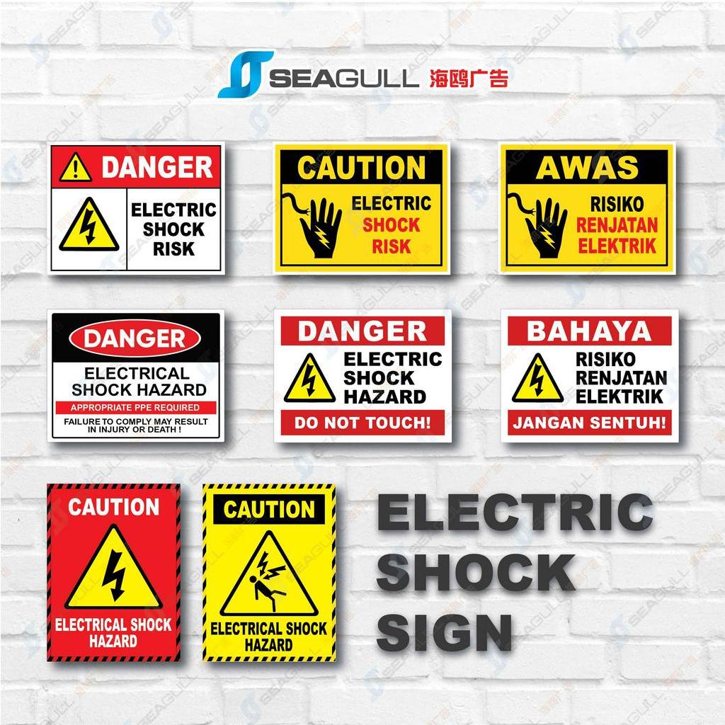Electric Shock Risk Sign/ Electric Hazard Sign/ Papan Risiko Renjatan ...