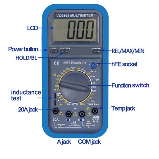 Digital Multimeter VC9808 High Accuracy Digital Capacitance Frequency ...