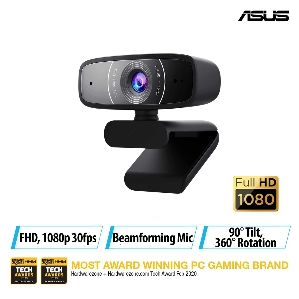 ASUS Webcam C3 USB camera with 1080p 30 fps recording, beamforming ...