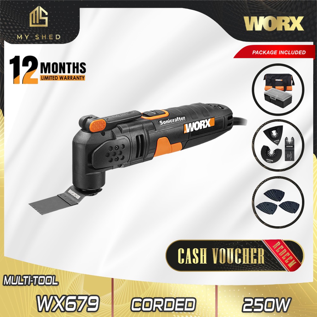 Worx WX679 250W Universal Hyperlock Oscillating Multi-Tool- Sonicrafter With Accessories (WX679 ...