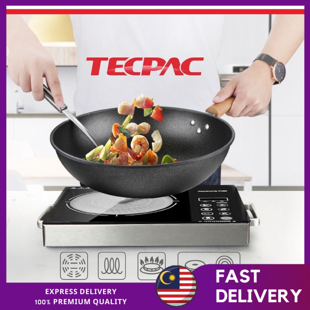 TECPAC Picasso Non Stick Smokeless Frypan with Lid Cover (32cm ...