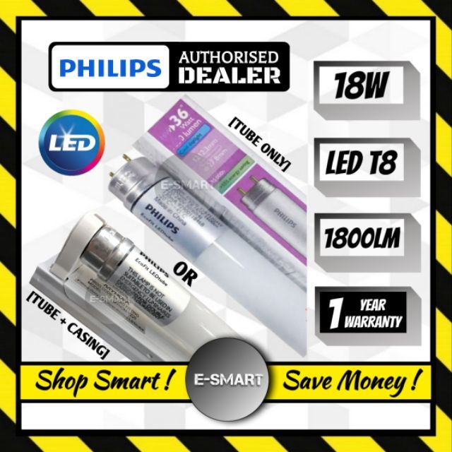 10PCS OPPLE / PHILIPS ECOFIT 18W T8 LED TUBE DAY LIGHT 4FT 1200MM | Shopee Malaysia