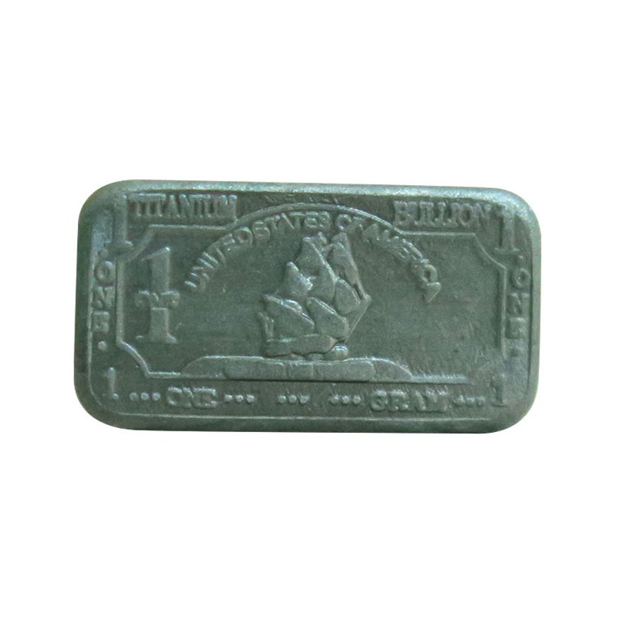1 gram USA Iron Ship .999 Fine Titanium Bullion Bar Ti Element 1g ...