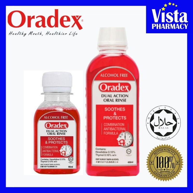 Oradex Dual Action Oral Rinse Mouthwash (90ml) | (400ml) Ubat Kumur Tanpa Alkohol | Shopee Malaysia