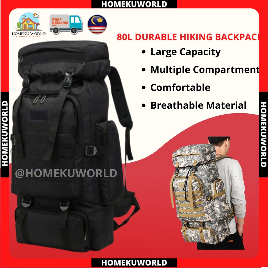 80L Large Bagpack Travel Hiking Camping Outdoor Duffel Overnight ...