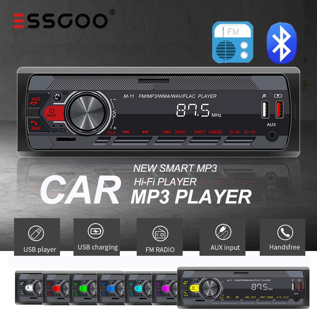 ESSGOO Car In-Dash Stereo Player Single Din Audio Stereo LED SD USB MP3 WMA Radio Player FM ...