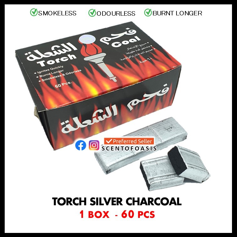 CHARCOAL SILVER TORCH 1 BOX (60PCS) ARANG SILVER JENAMA TORCH for ...
