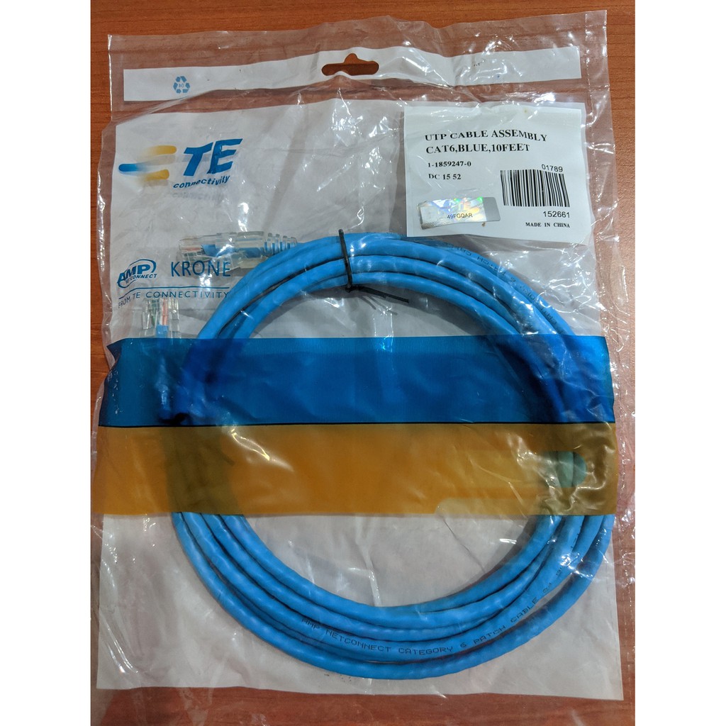 TE Connectivity AMP NETCONNECT UTP Cable Assembly CAT 6 Blue (10 Feet ...