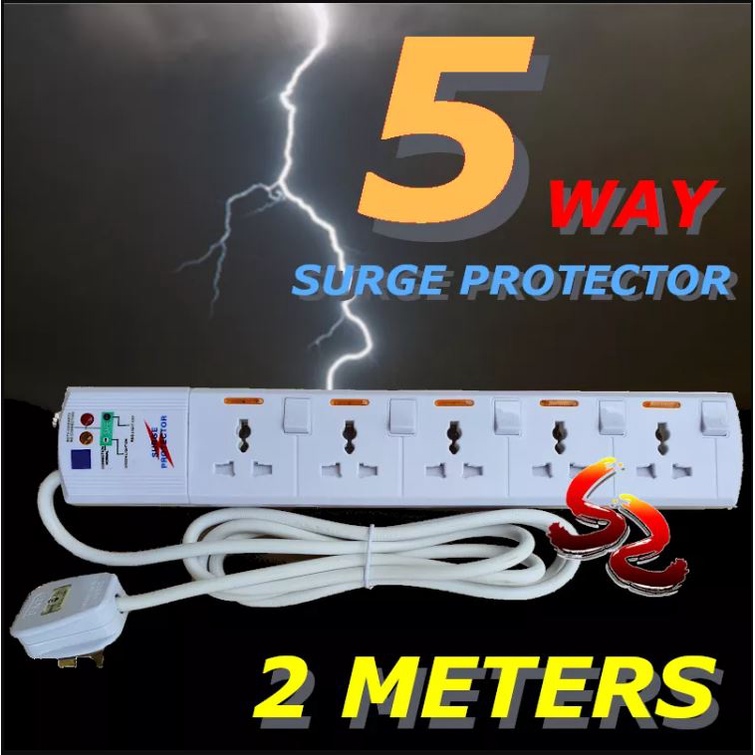 Multi Universal Trailing Switch Socket Extension LIGHTNING SURGE ...