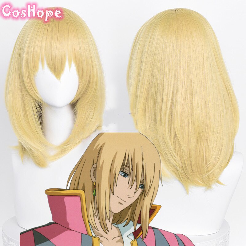 Misscoo Howl's Moving Castle Howl Cosplay 45cm Short Golden Wigs Heat ...