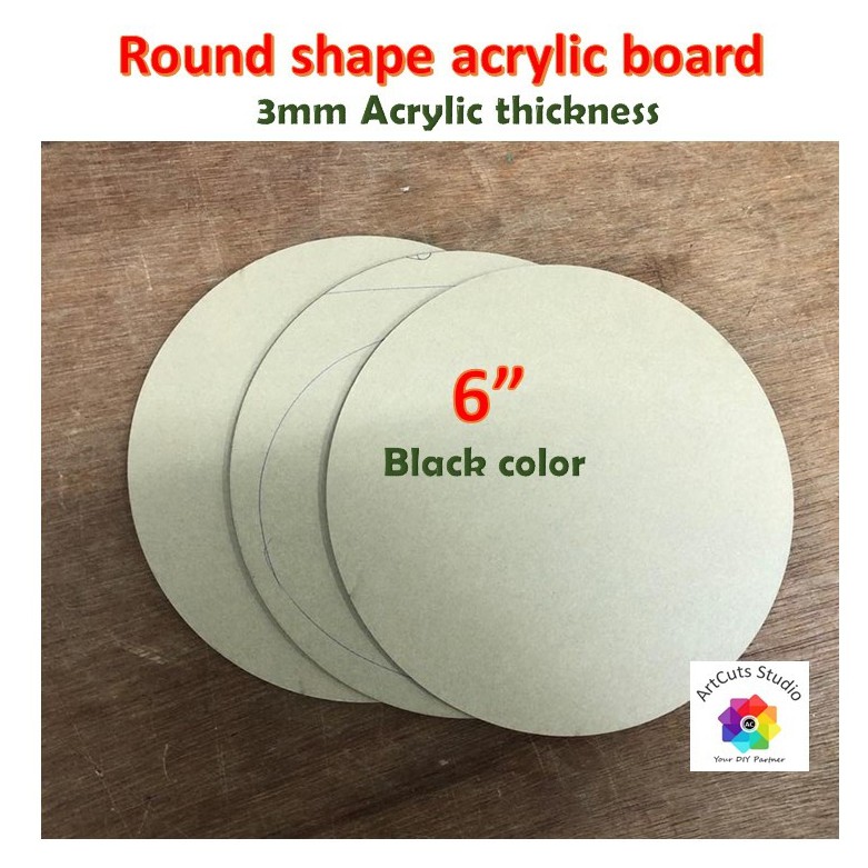 *laser cutting*3pcs Black Acrylic sheet board-Round Shape-Ready stock ...