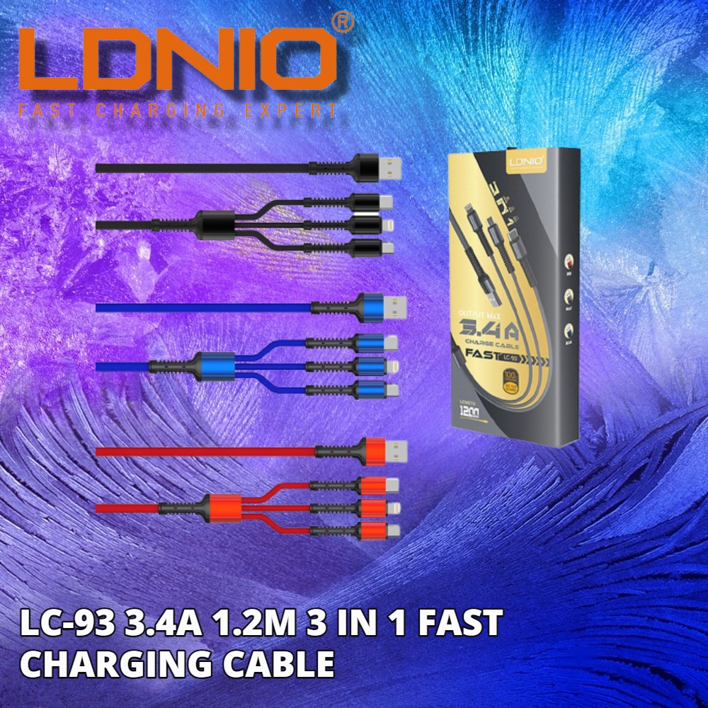 LDNIO LC93 3.4A 3IN1 Data Micro USB Android And Type-C Cable | Shopee ...