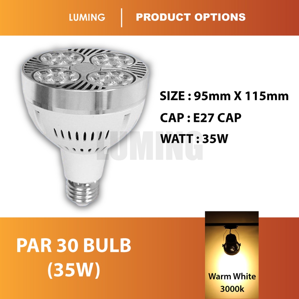 LMG_ LED 35W Track Light Casing Par30 Bulb Tracklight Rail Bar COB ...