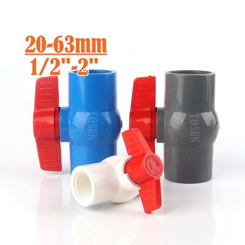 5pcs PVC Ball Valve Socket/Thread Type 20 to 63mm 0.5