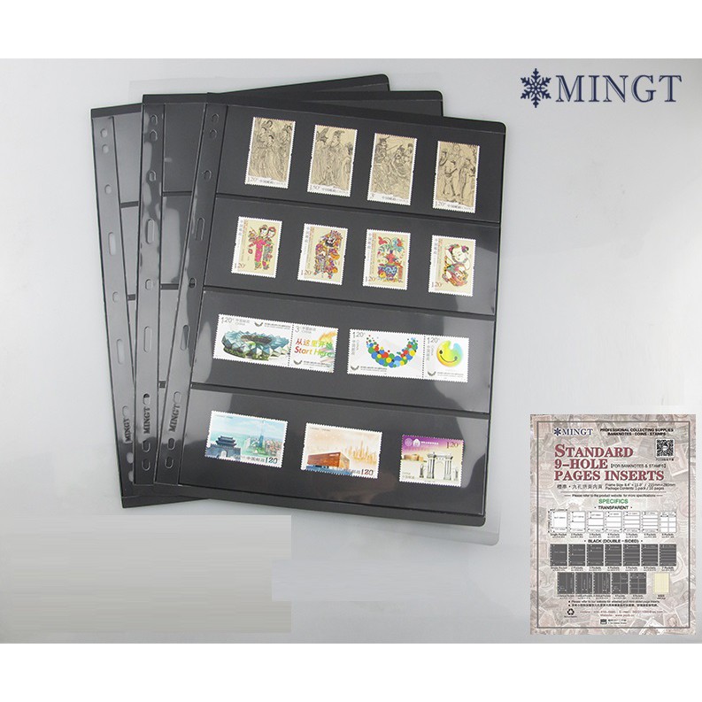 [A4 Size] PCCB / MINGT Plastic Stock Pages Card, BLACK, stamp banknote ...