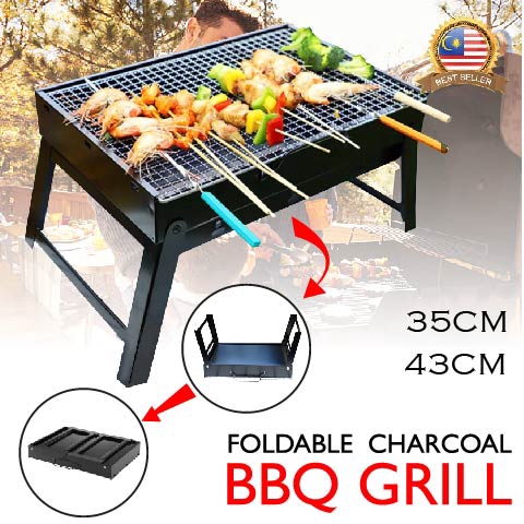 Portable Foldable Charcoal Barbecue Grill Stove Picnic / Pemanggang ...
