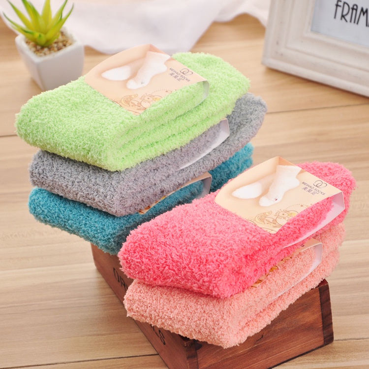 Colorful Soft Sleeping Sock Winter Microfiber Sock Warm Fuzzy Fluffy ...