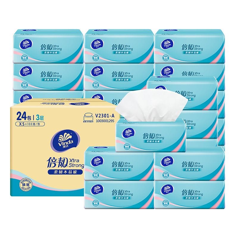 Vinda Facial Tissue Xtra Strong 3 Ply 100's/Pack Size XS (120mm x 195mm ...